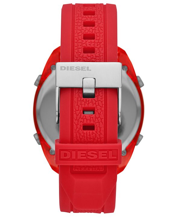 Diesel Men's Digital Crusher Red Silicone Strap Watch 46mm & Reviews ...