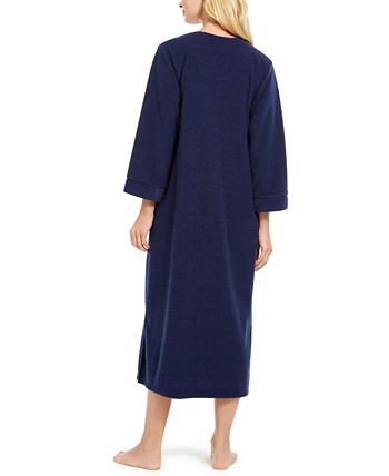 Miss Elaine Brushed Back Terry Long Zipper Robe - Macy's