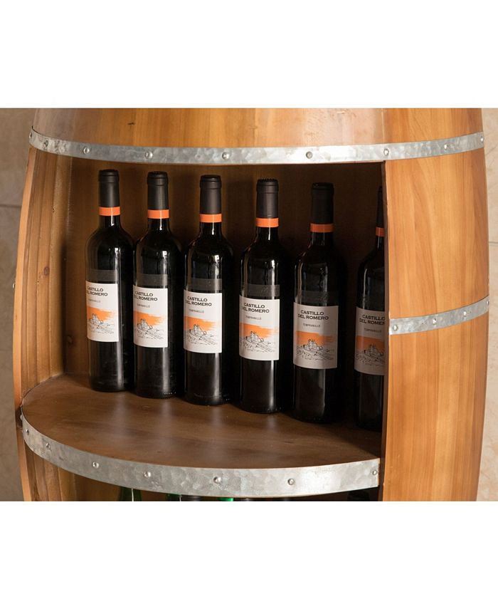 Vintiquewise Rustic Wooden Wine Barrel Bar Storage Rack, Industrial ...