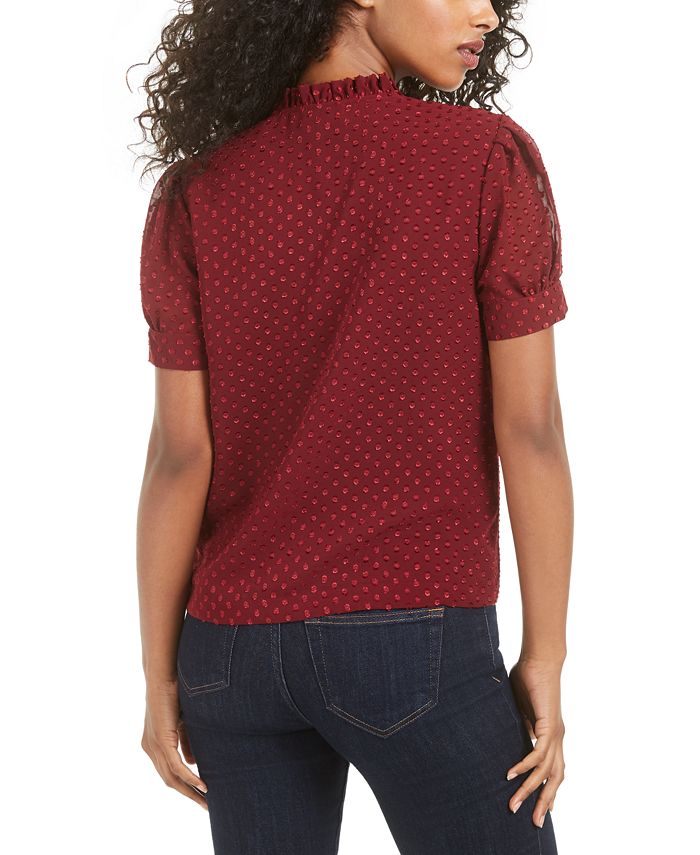 Maison Jules Tie-Front Clip-Dot Blouse, Created for Macy's - Macy's