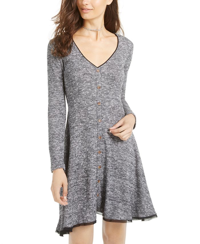 American Rag Juniors' Marled Rib-Knit Fit & Flare Dress, Created for ...