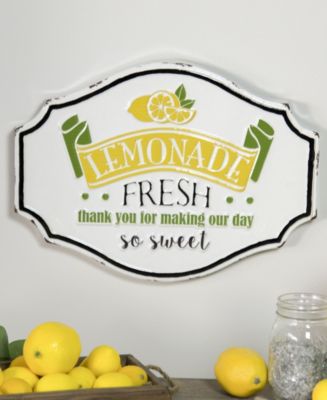 VIP Home International Metal "Lemonade Fresh" Sign - Macy's