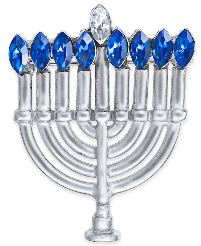 Charter Club Silver-Tone Crystal Menorah Pin, Created for Macy's - Macy's