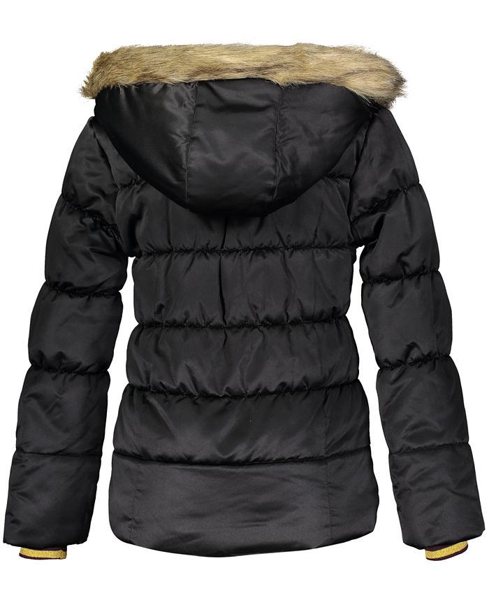 Jessica Simpson Big Girls Hooded Puffer Jacket With Faux Fur Trim Macys