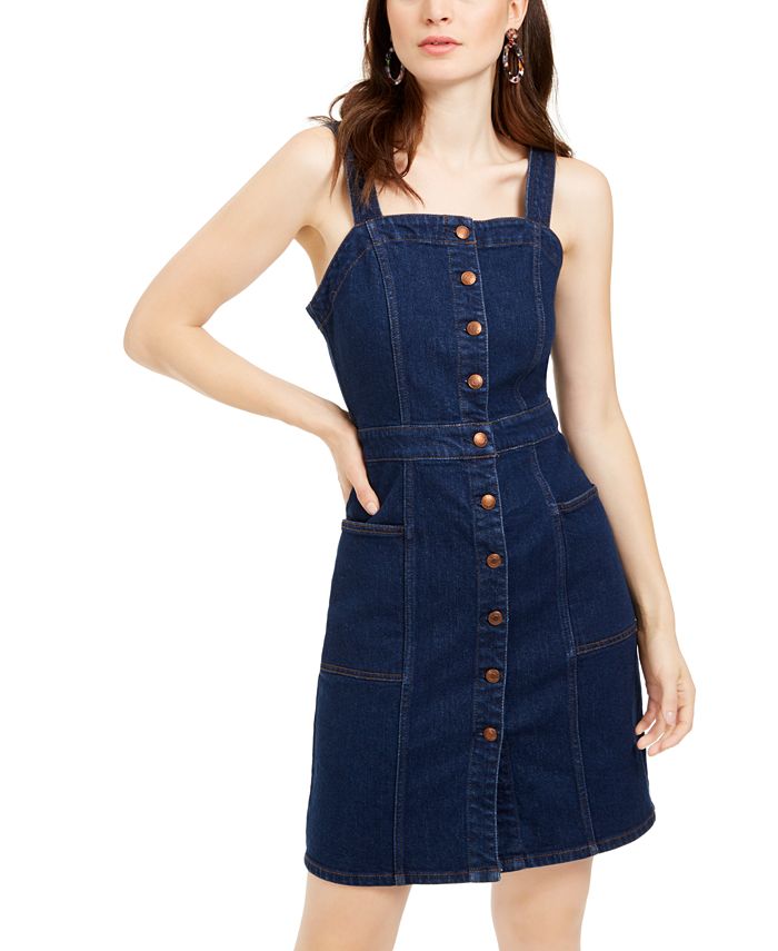 OAT Fitted Button-Front Overall Dress - Macy's