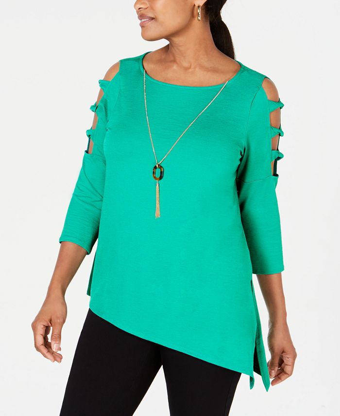 JM Collection Asymmetrical-Hem Ladder-Sleeve Top, Created for Macy's ...