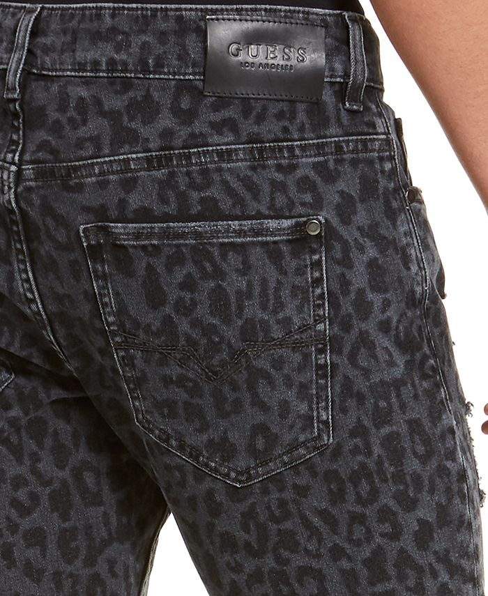 GUESS Men's Ripped Leopard Skinny Jeans - Macy's