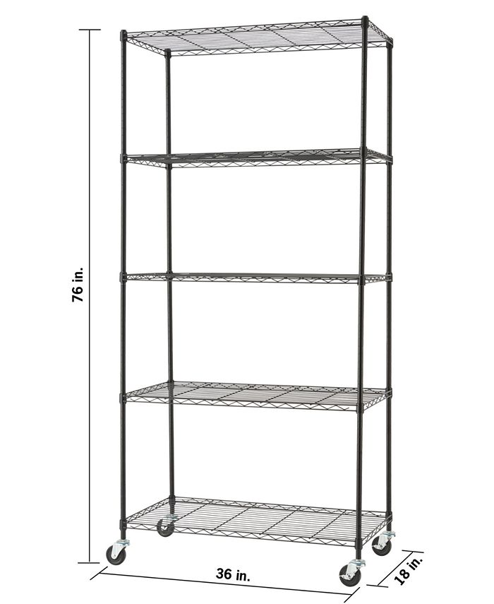 TRINITY Basics 5-Tier Wire Shelving Rack with NSF Includes Wheels - Macy's