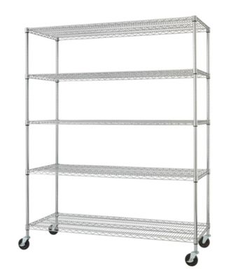 TRINITY 5-Tier Heavy Duty Wire Shelving Rack with NSF Includes Wheels ...