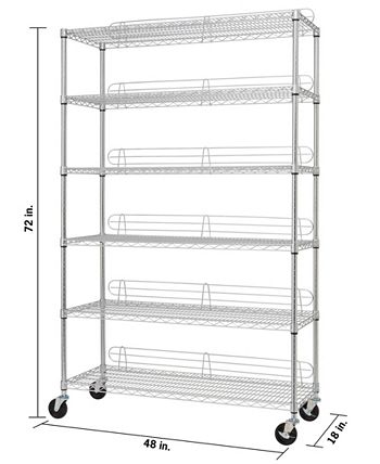 TRINITY 6-Tier Wire Shelving Rack with NSF Includes Wheels and Back ...