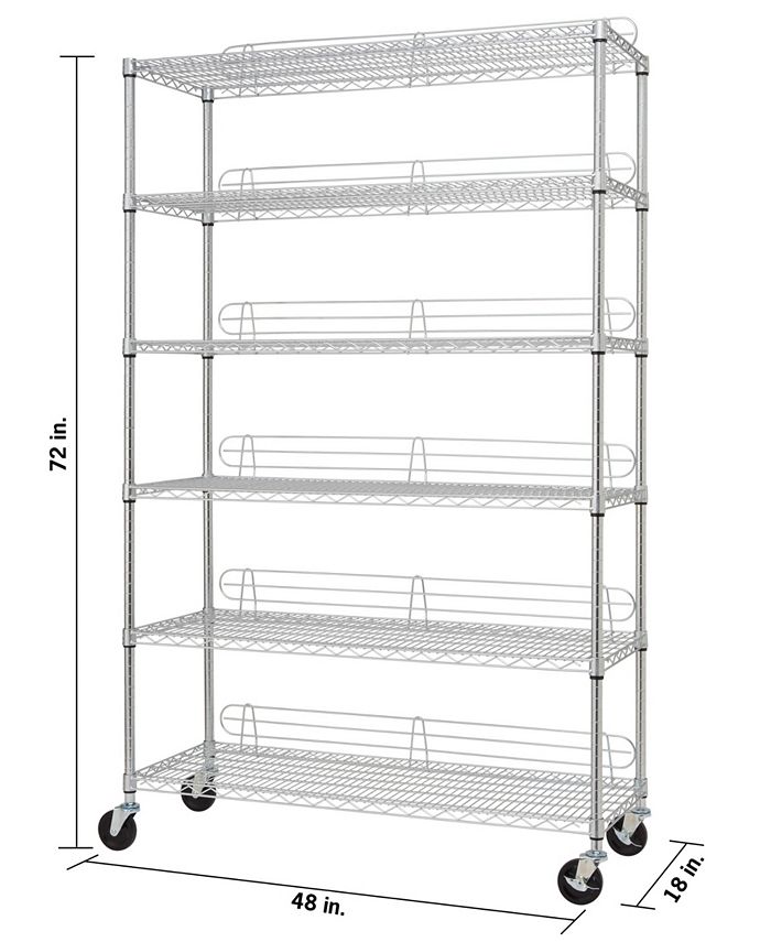 TRINITY 6-Tier Wire Shelving Rack with NSF Includes Wheels and Back ...