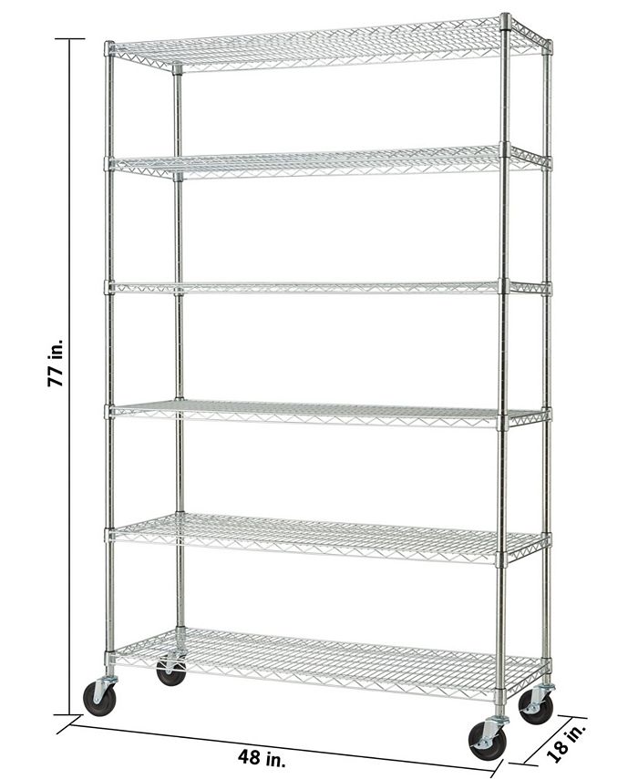 TRINITY Basics 6-Tier Wire Shelving Rack Includes Wheels - Macy's