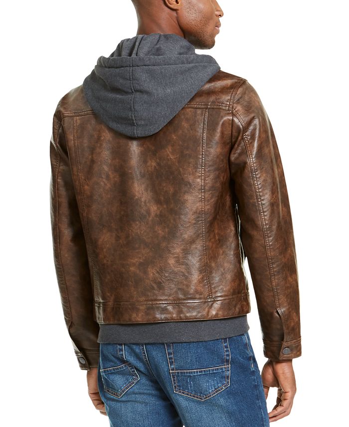 American Rag Men's Faux Leather Trucker Jacket, Created for Macy's - Macy's