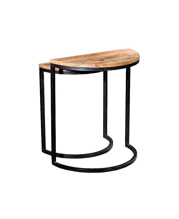 Villa2 VILLA 2 Half Moon Solid Wood Iron Nesting Table - Macy's
