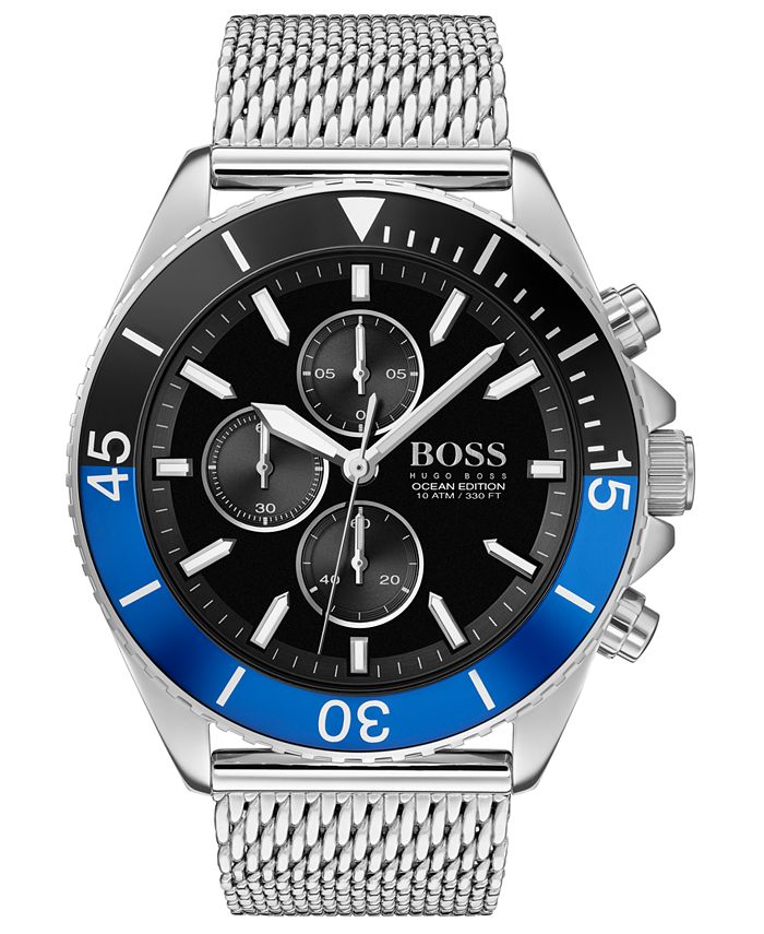 BOSS Men's Chronograph Ocean Edition Stainless Steel Mesh Bracelet ...