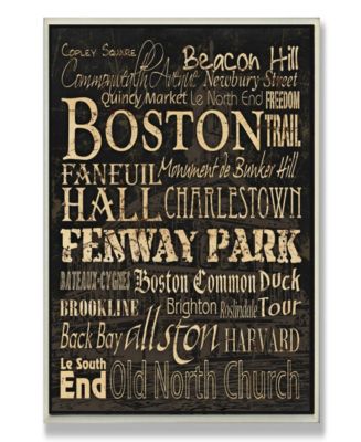 Stupell Industries Home Decor Boston Words And Cities Typography Wall ...