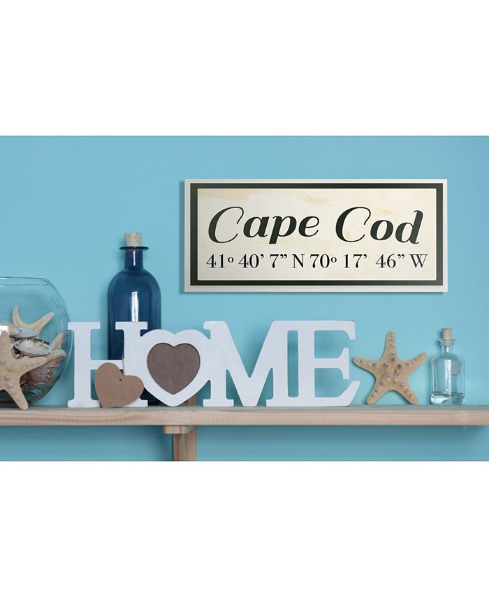 Stupell Industries Wood Cursive City Coordinates Cape Cod Wall Plaque ...