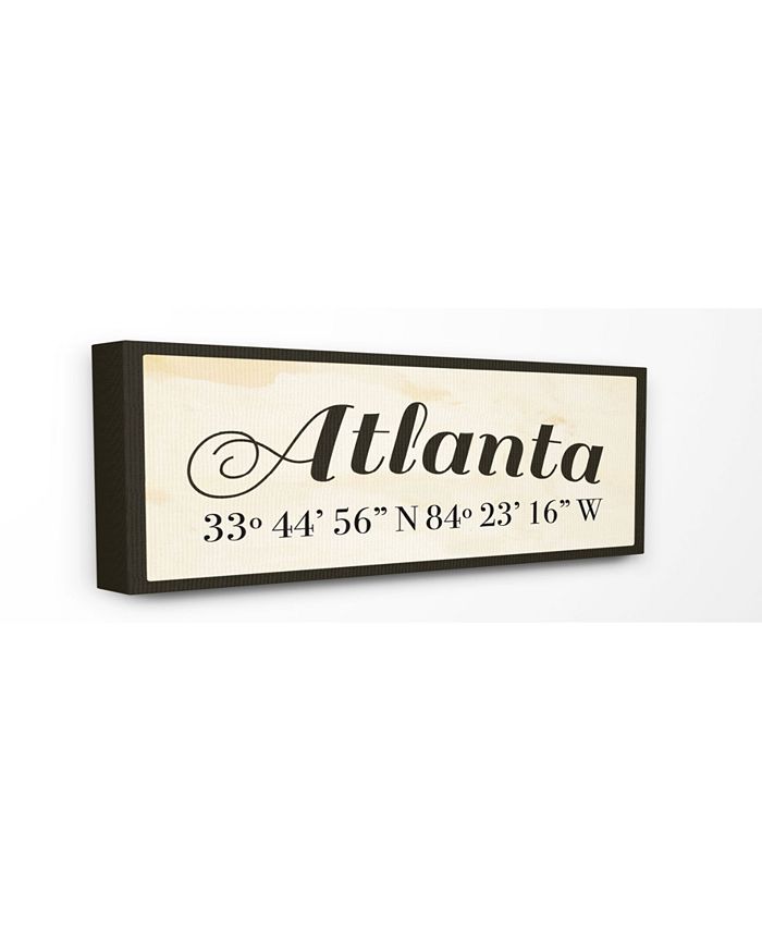 Stupell Industries Wood Cursive City Coordinates Atlanta Canvas Wall ...