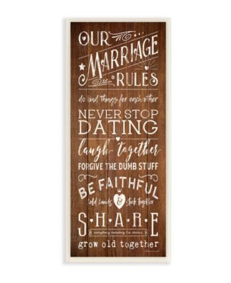 Stupell Industries Our Marriage Rules Wall Plaque Art, 7" x 17" - Macy's