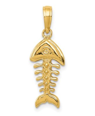 Fish Bone Pendant 14k Yellow Gold - Macy's