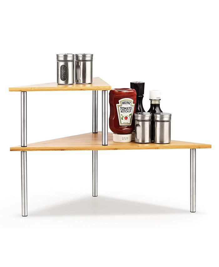 Cook N Home 2 Tier Triangle Corner Storage Shelf Organizer, Bamboo - Macy's