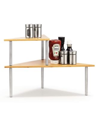 Cook N Home 2 Tier Triangle Corner Storage Shelf Organizer, Bamboo - Macy's