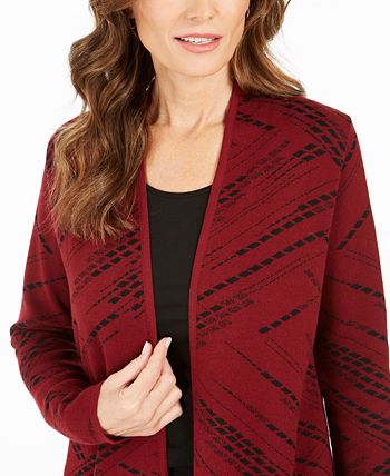 JM Collection Jacquard Diagonal-Print Cardigan, Created for Macy's - Macy's
