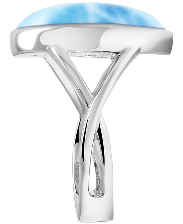 Marahlago Larimar (12 x 16mm) Oval Statement Ring in Sterling Silver ...