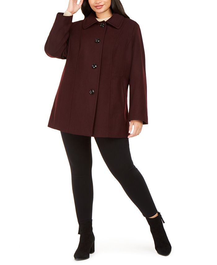 London Fog Plus Size Single-Breasted Peacoat - Macy's