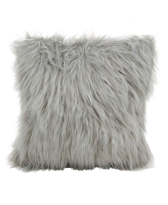 Saro Lifestyle Long Haired Faux Fur Decorative Pillow, 18" x 18" - Macy's