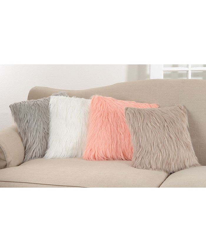 Saro Lifestyle Long Haired Faux Fur Decorative Pillow, 18" x 18" - Macy's