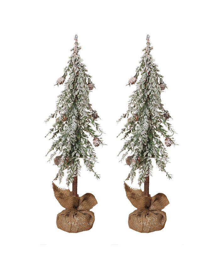 Gerson & Gerson Snowy Alpine Trees with Wooden Trunks and Burlap Bases ...