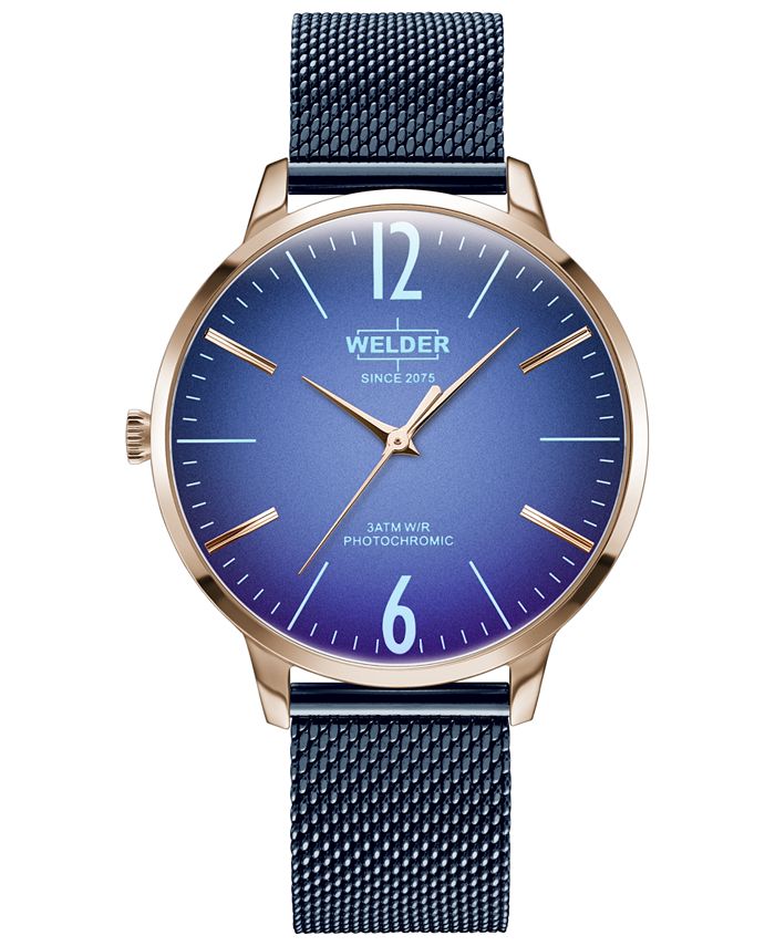 WELDER Women's Slim Blue Stainless Steel Mesh Bracelet Watch 36mm - Macy's