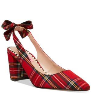Betsey Johnson Cella Slingback Pumps Women's Shoes In Red Plaid | ModeSens