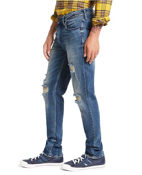 GUESS Men's Slim, Tapered Ripped Jeans & Reviews - Jeans - Men - Macy's