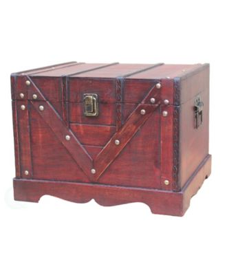 Vintiquewise Wooden Treasure Box, Old Style Treasure Chest - Macy's