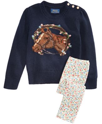 Polo Ralph Lauren Toddler & Little Girls Merino-Blend Floral Horse ...