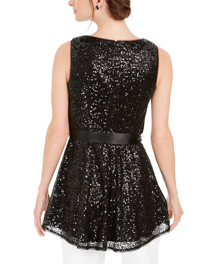 Adrianna Papell Sequined Peplum Top - Macy's