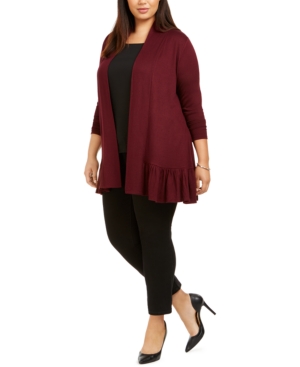 UPC 842074171534 - Belle by Belldini Plus Size Ruffle-Hem Long Cardigan ...