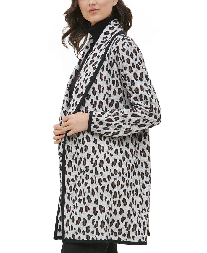 Calvin Klein Leopard-Print Cardigan Jacket - Macy's
