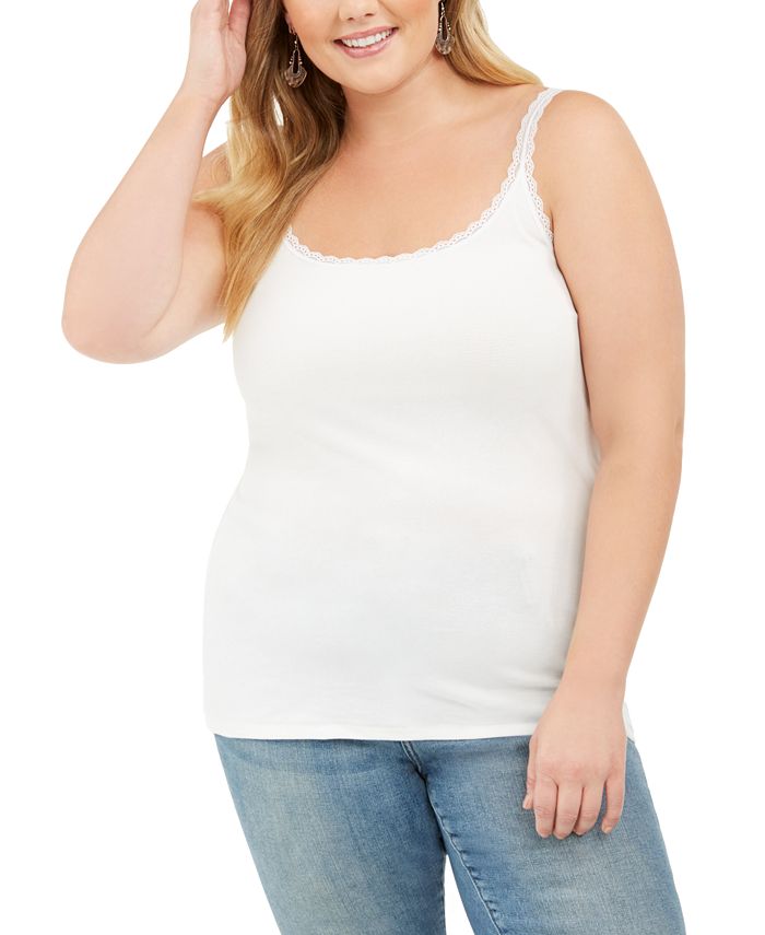Style & Co Plus Size Lace-Trim Tank Top, Created for Macy's - Macy's