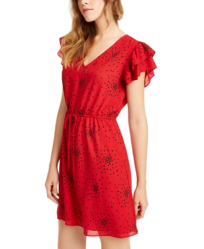 Maison Jules Heart-Print Drawstring Dress, Created for Macy's - Macy's