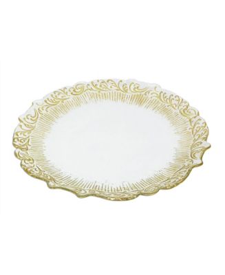 Classic Touch Set of 4 Plates with Lacey Gold-tone Design - Macy's