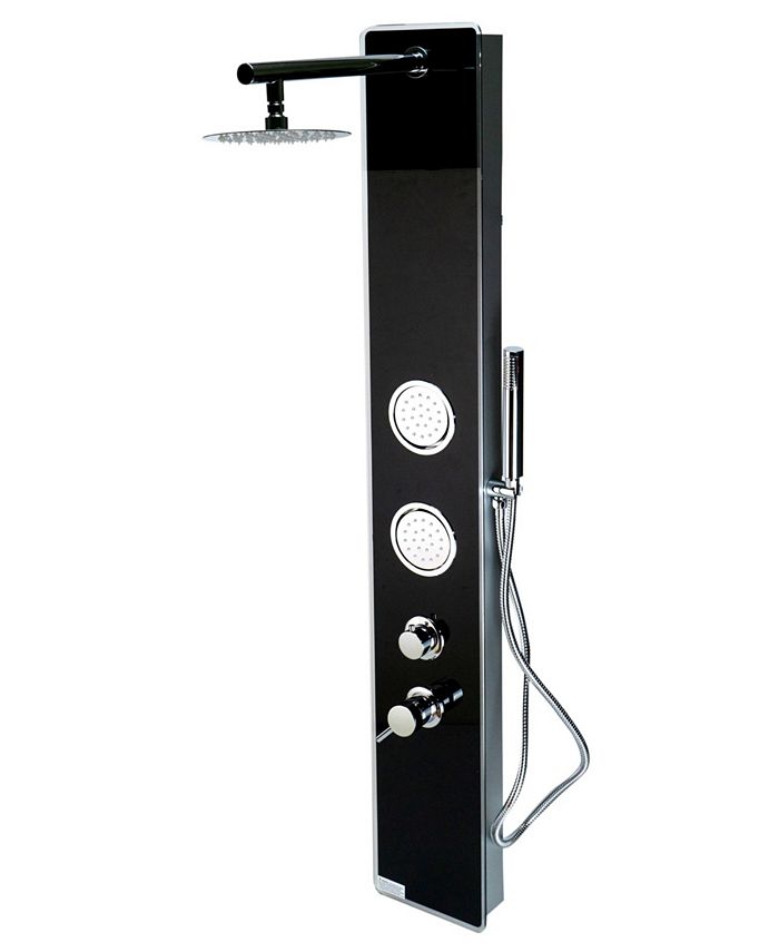 ALFI brand Black Glass Shower Panel with 2 Body Sprays and Rain Shower ...