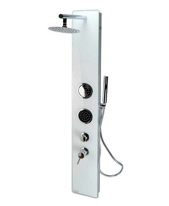 ALFI brand White Glass Shower Panel with 2 Body Sprays and Rain Shower ...