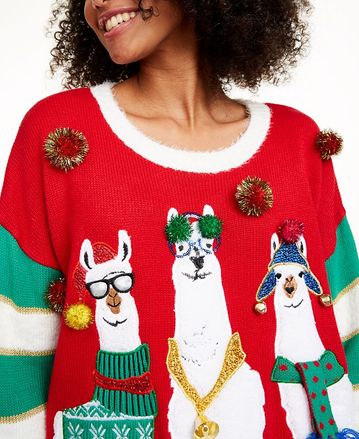 Hooked Up by IOT Juniors' Llama Christmas Sweater - Macy's