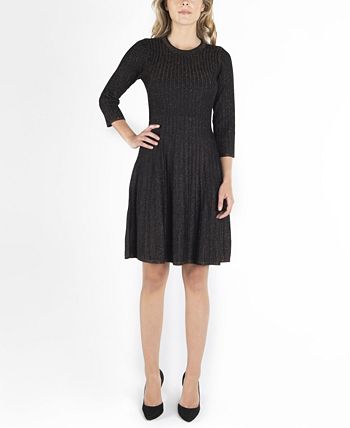 nanette Nanette Lepore 3/4 Sleeves Jewel Neckline Fit and Flare Dress ...