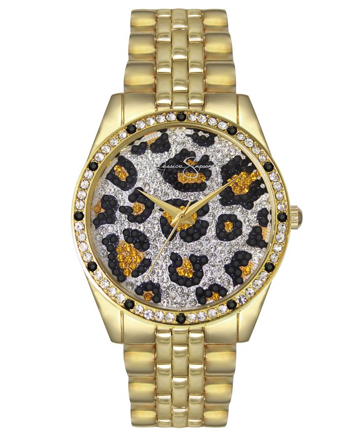 Jessica Simpson Women's Animal Print Pave Crystal Gold Tone Bracelet ...