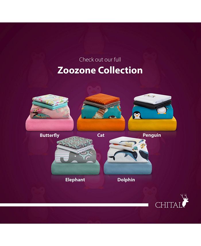 Chital Baby Elephant Print Double-Brushed Microfiber 4 Piece Twin Sheet ...