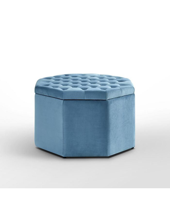 INSPIRED HOME Silvia Upholstered Tufted Octagon Cocktail Ottoman - Macy's